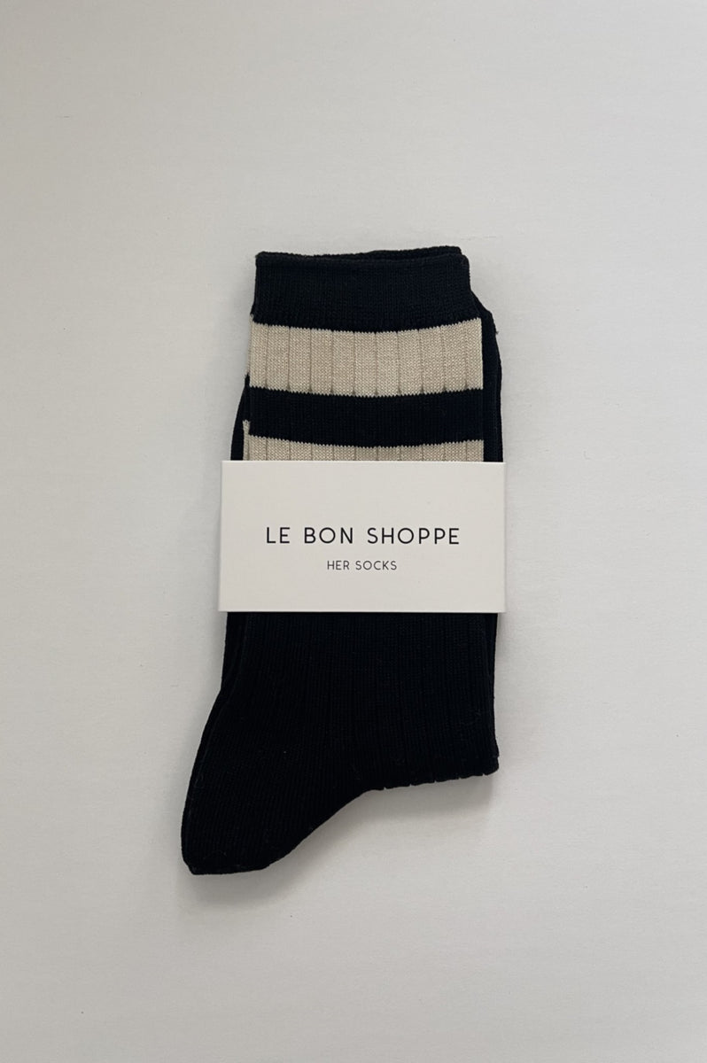 Le Bon Shoppe Her Socks Varsity (Black) | Vivi Girl Shop | Buy Now!